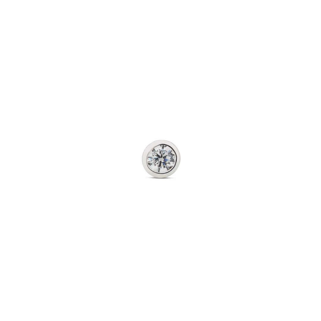 14kt White Gold Threadless - Bezel Round Attachment – Trident - Fine Body Jewelry
