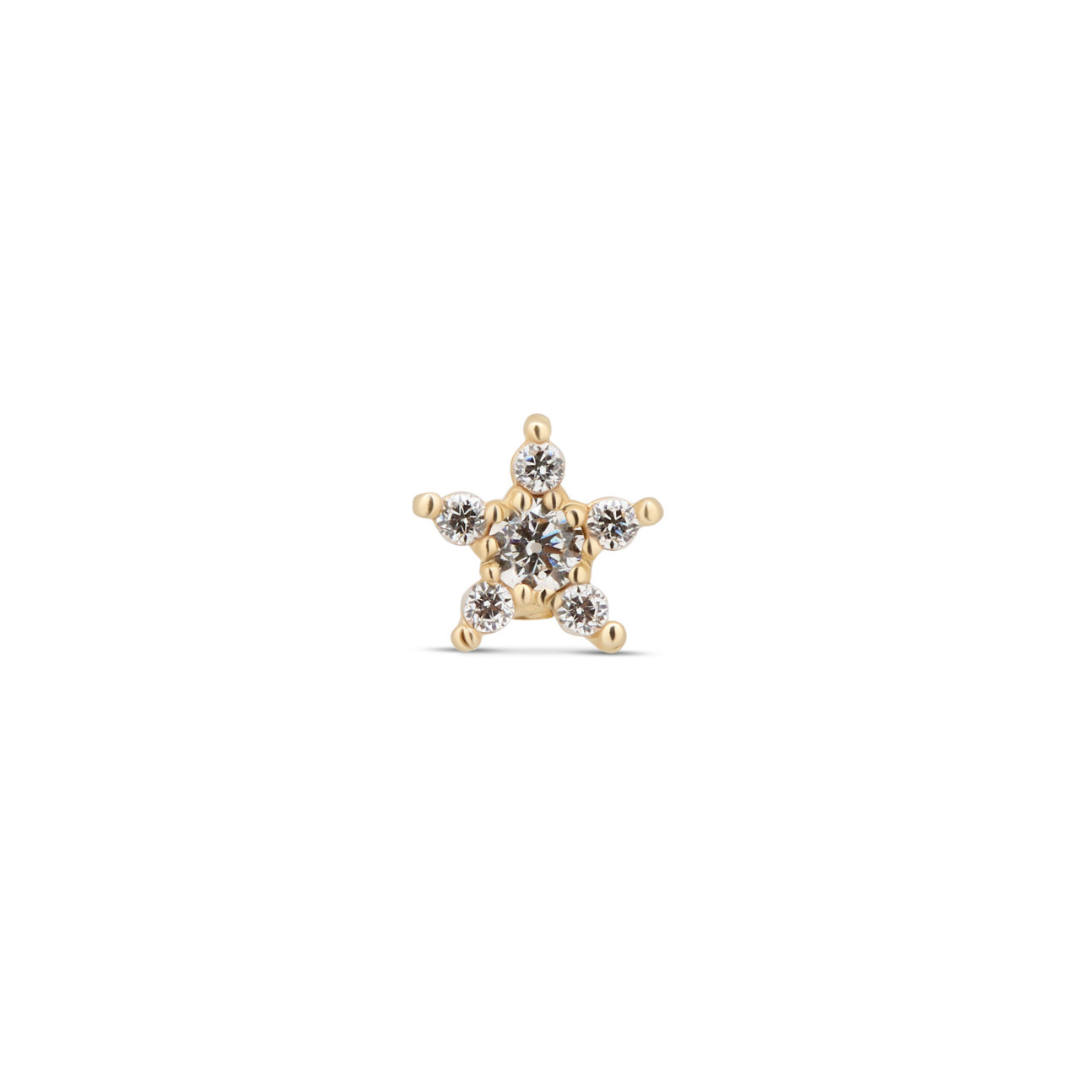 14kt Gold Threadless - Jeweled Star Attachment - Lab Grown Diamond – Trident - Fine Body Jewelry