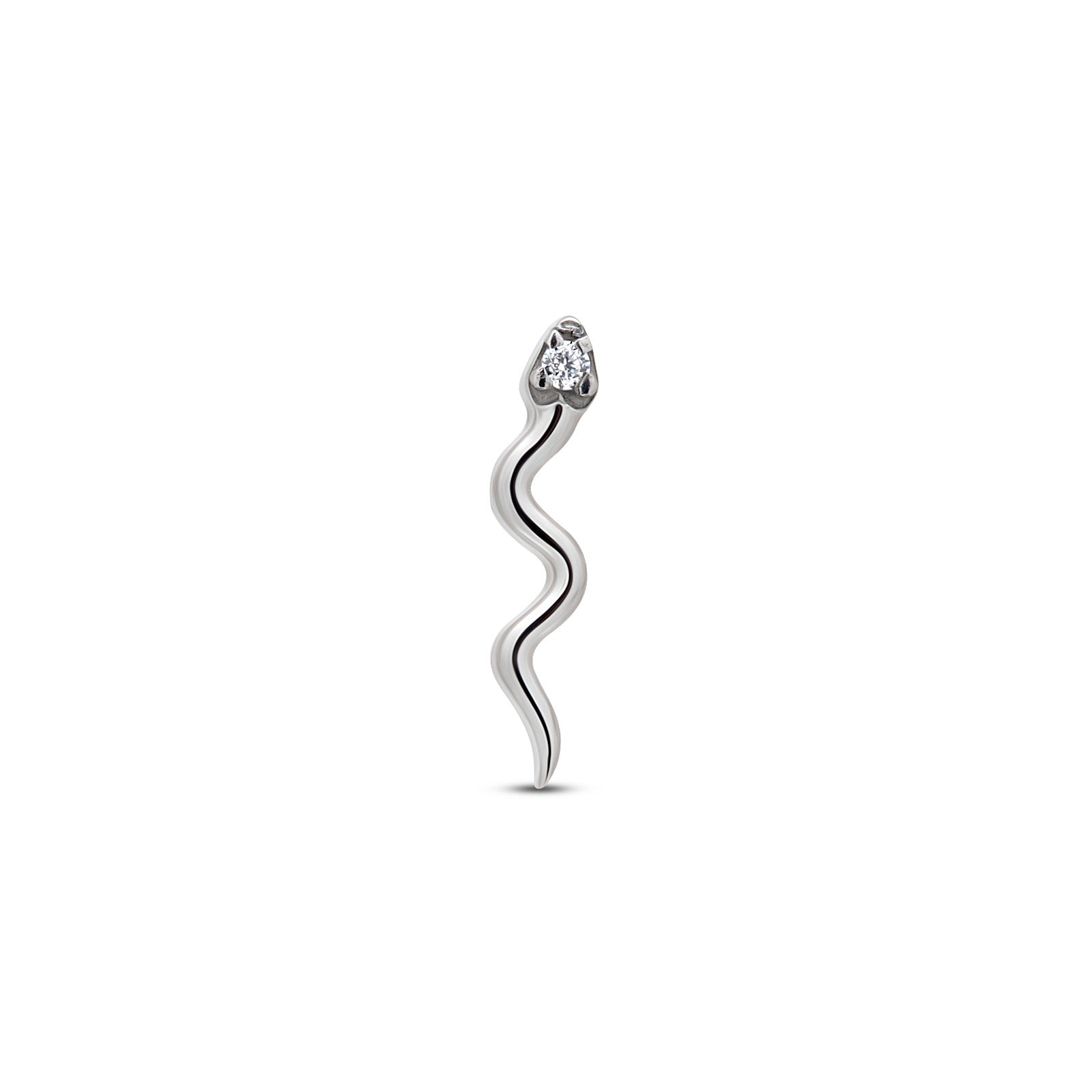 Threadless Snake with Crystal Eye Attachment – Trident - Fine Body Jewelry