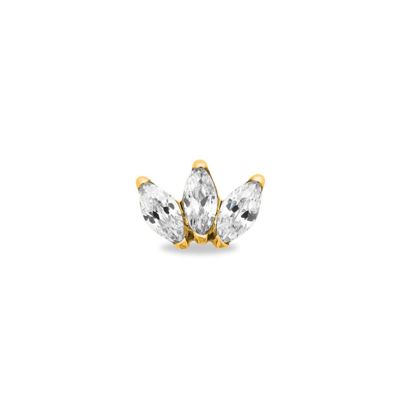 24kt Gold PVD Titanium Internally Threaded Marquise Attachment – Trident - Fine Body Jewelry
