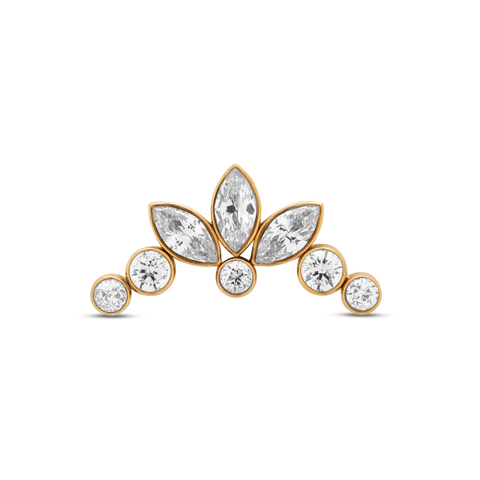 24kt Gold PVD Titanium Threadless Marquise with 5 Round Stones Attachm – Trident - Fine Body Jewelry