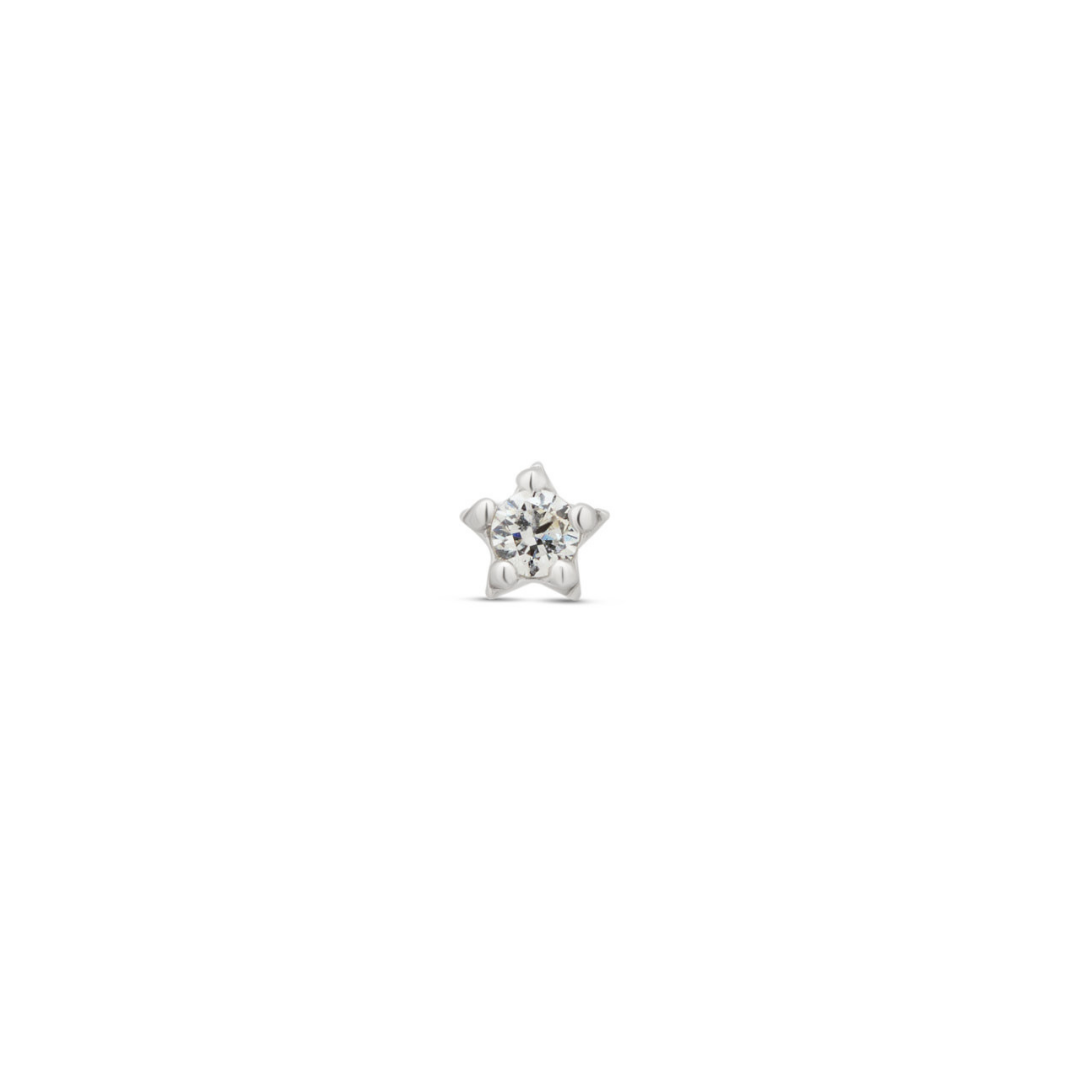 14kt White Gold Threadless - Star w CZ Attachment – Trident - Fine Body ...