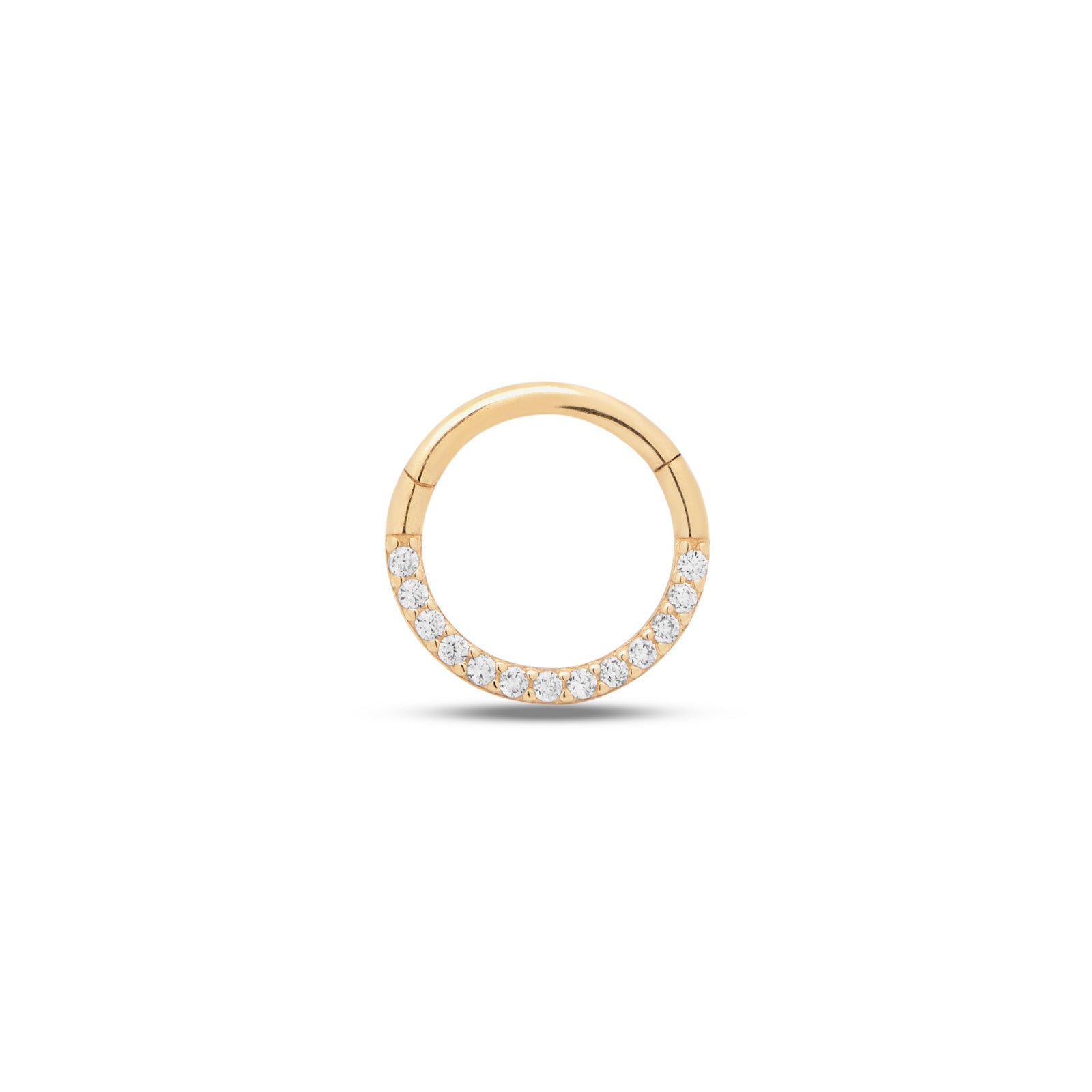 14kt Gold Front Facing Jewel Hinged Ring – Trident - Fine Body Jewelry