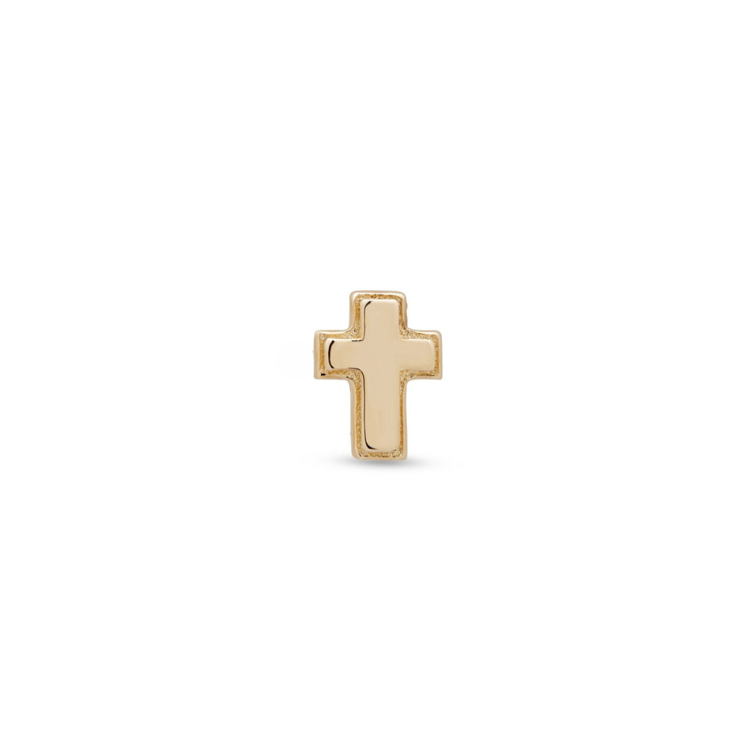 14kt Gold Threadless - Beveled Edge Cross – Trident - Fine Body Jewelry