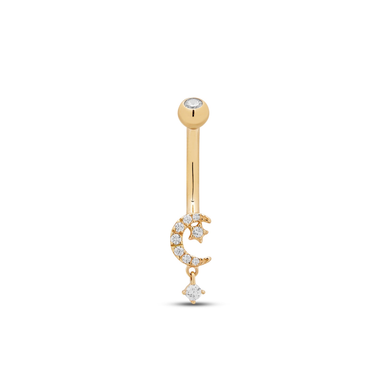 14kt Gold Navel Bars – Trident - Fine Body Jewelry