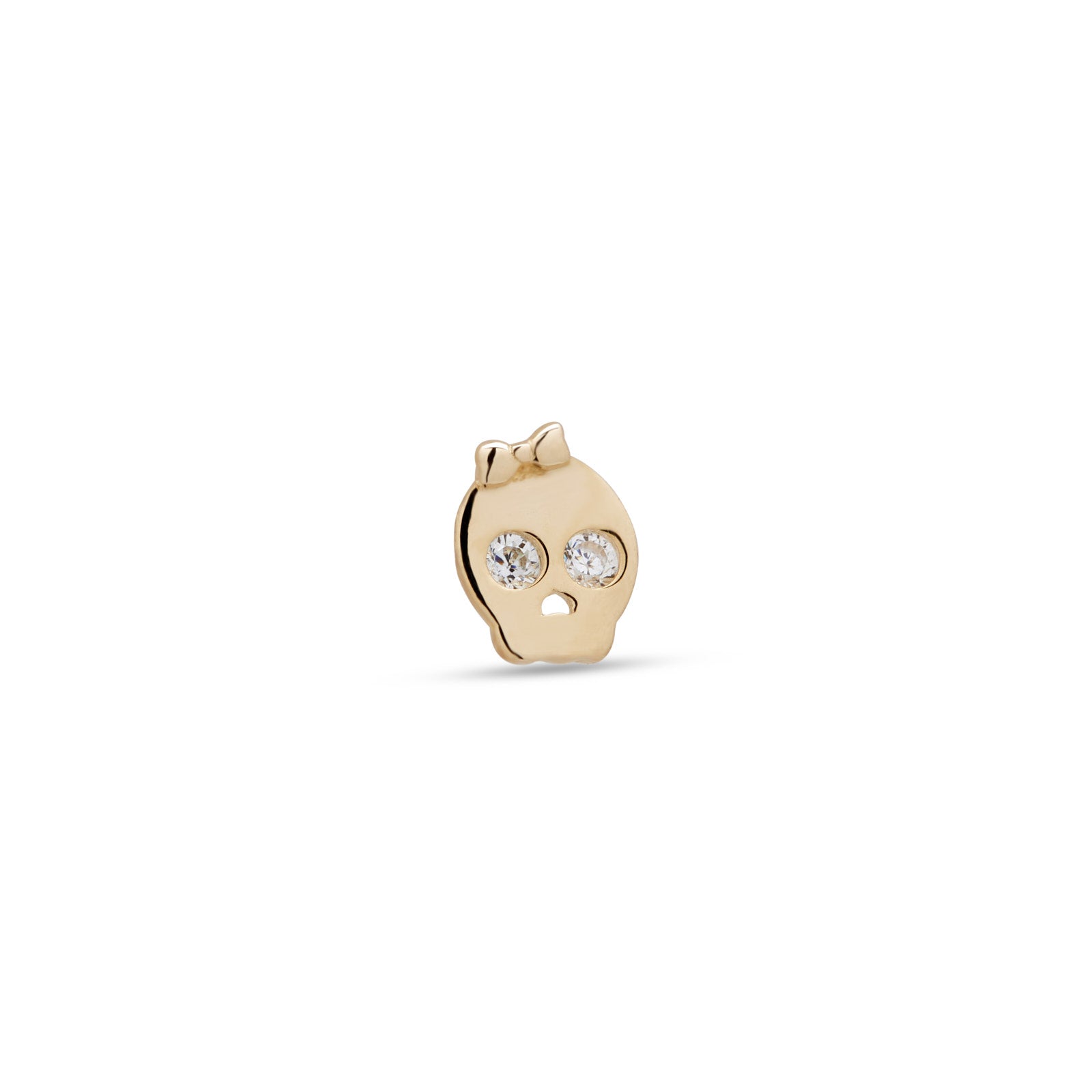 14kt Gold Threadless - Skull With Bow – Trident - Fine Body Jewelry
