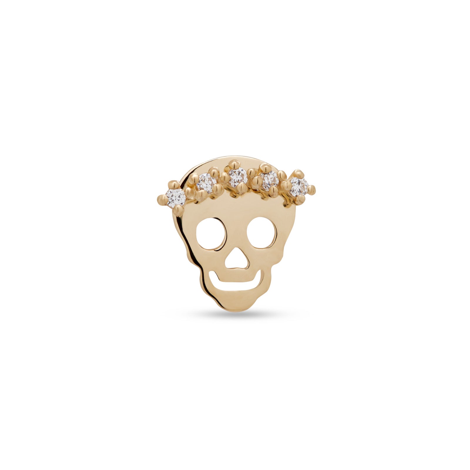 14kt Gold Threadless - Skull With Daisies – Trident - Fine Body Jewelry