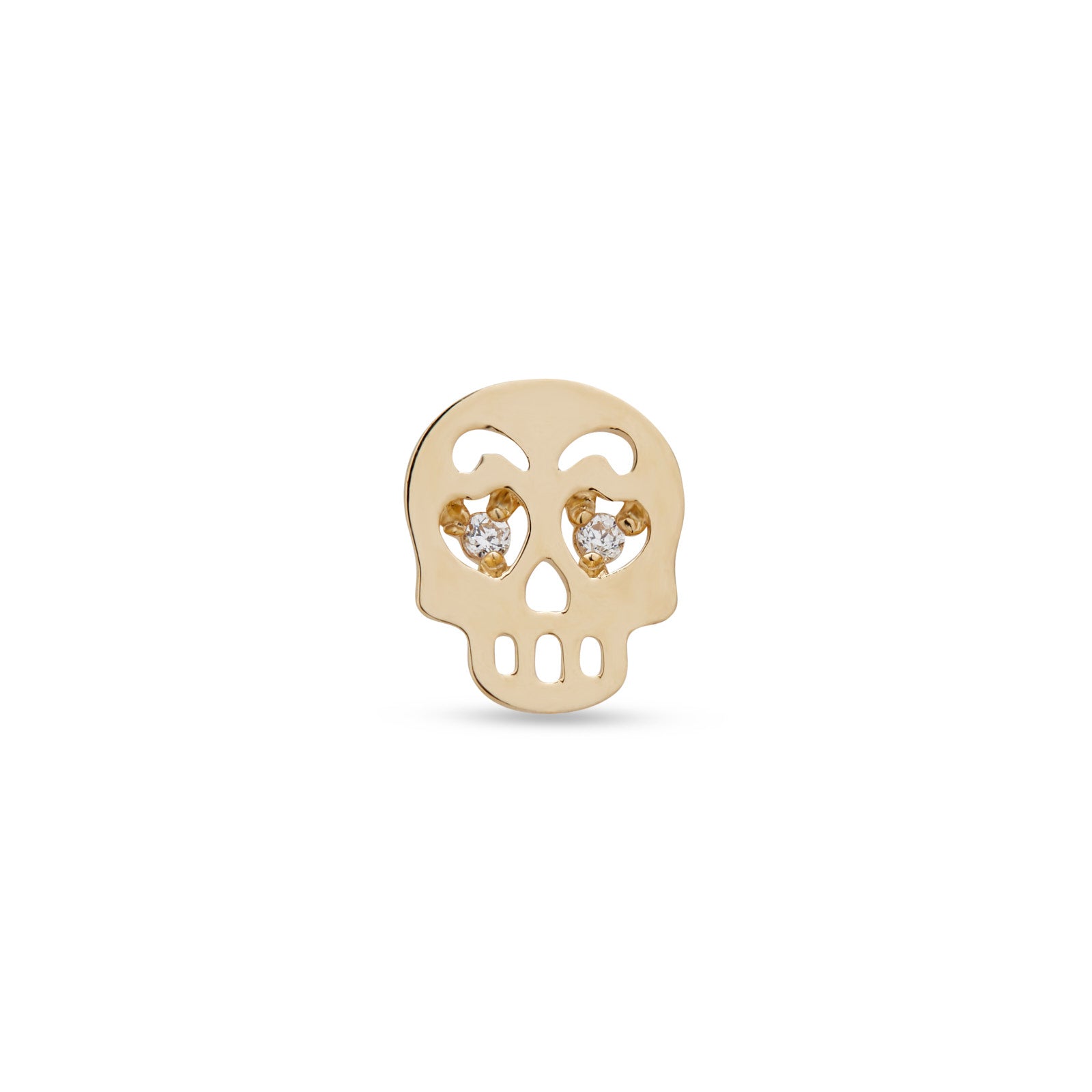 14kt Gold Threadless - Skull With Jewel Eyes – Trident - Fine Body Jewelry