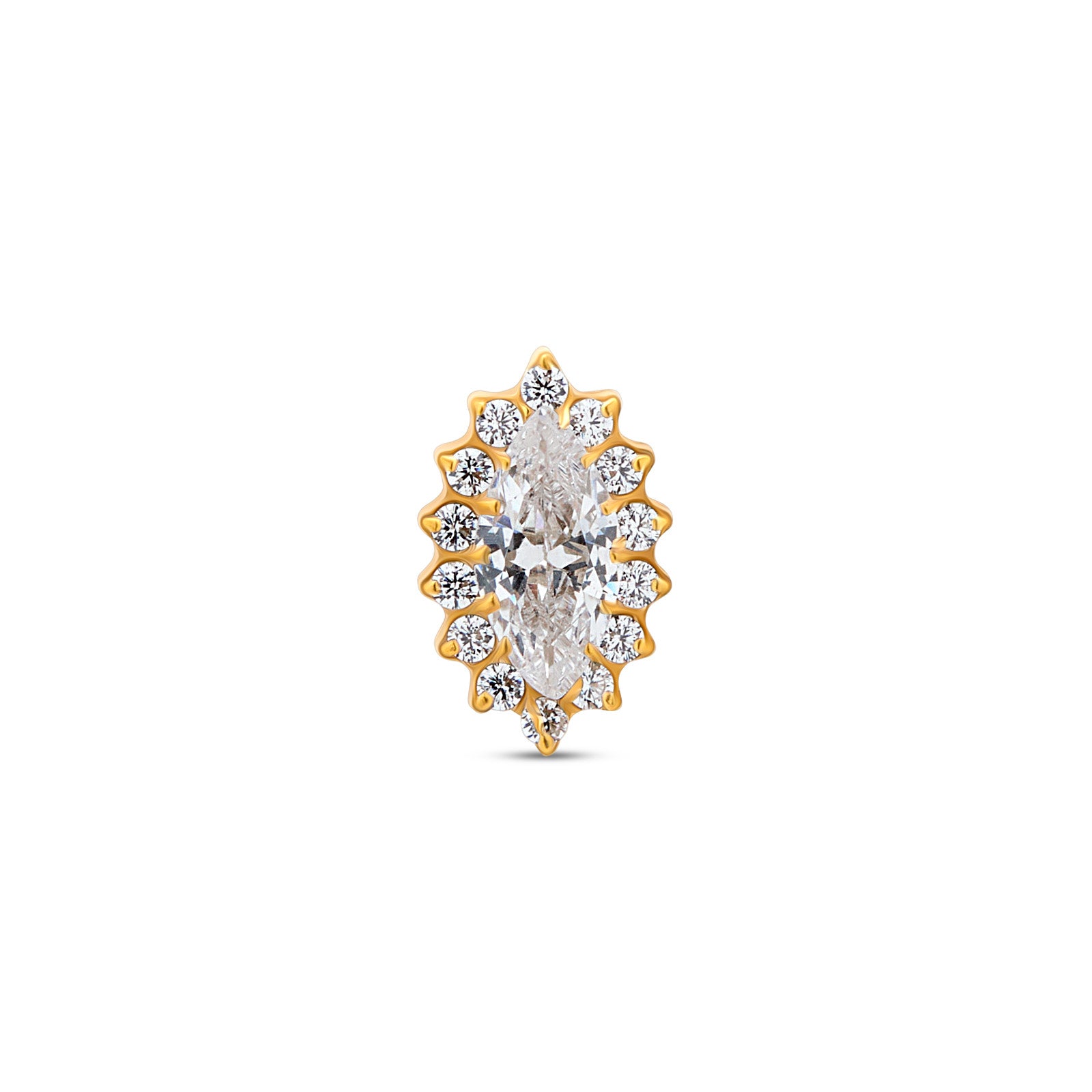 24kt Gold PVD Titanium Internally Threaded Marquise Flower Attachment ...
