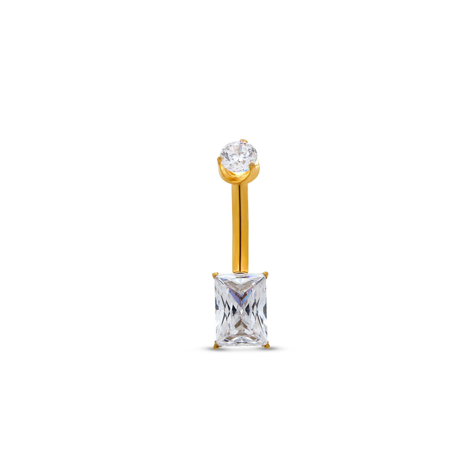 24kt Gold PVD Titanium Internally Threaded Navel Bar Square Cut ...