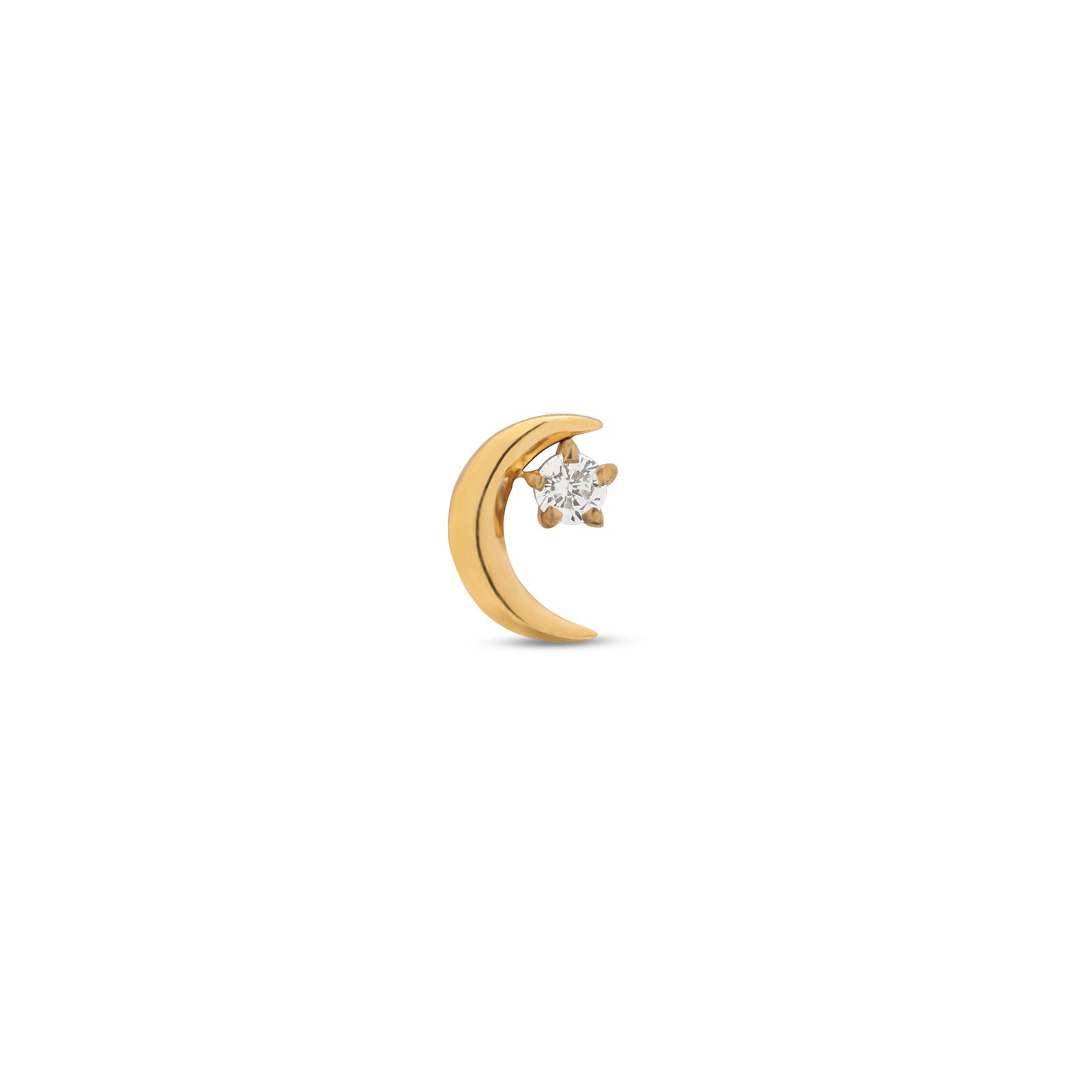 24kt Gold PVD Titanium Threadless Moonstar Attachment w Crystal Attach ...